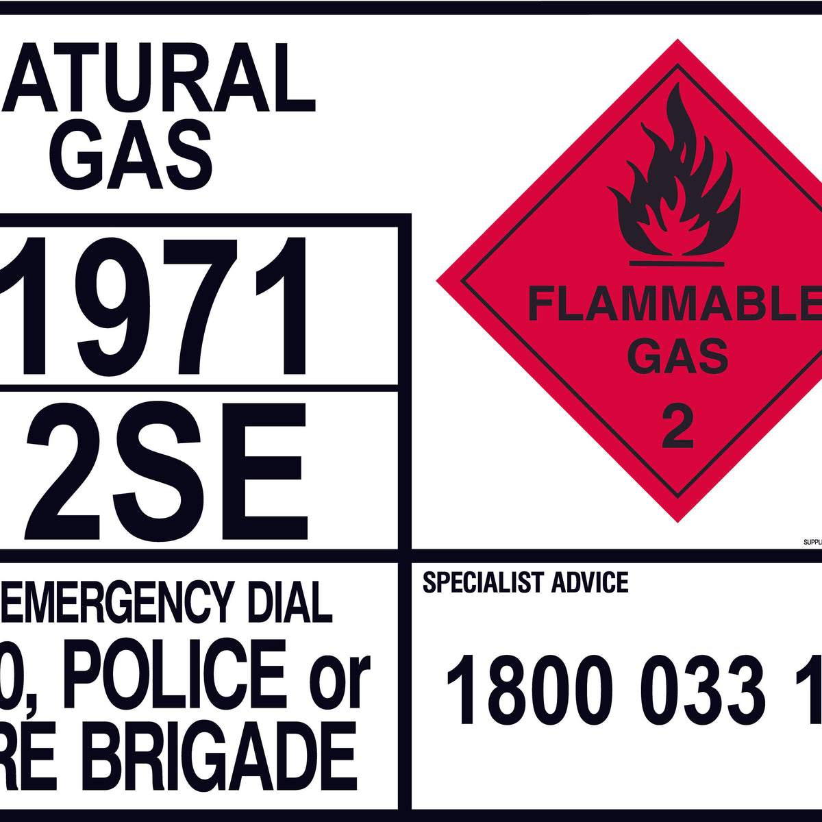Emergency Information Panel - Natural Gas - Transport – SS Signs Online