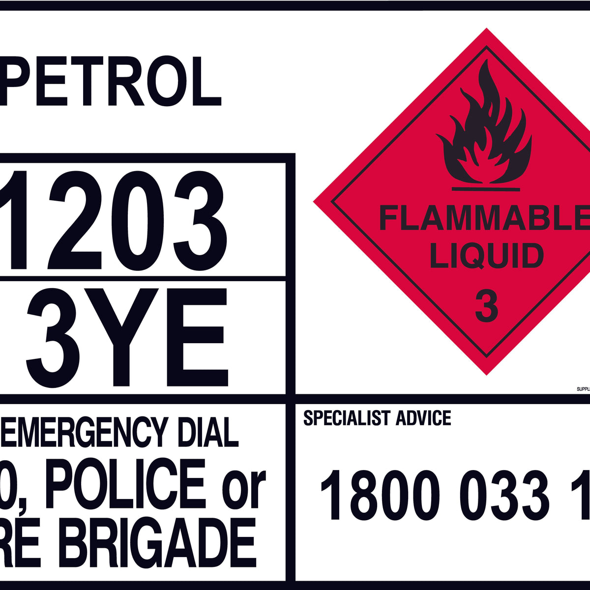Emergency Information Panel - Petrol - Transport – SS Signs Online