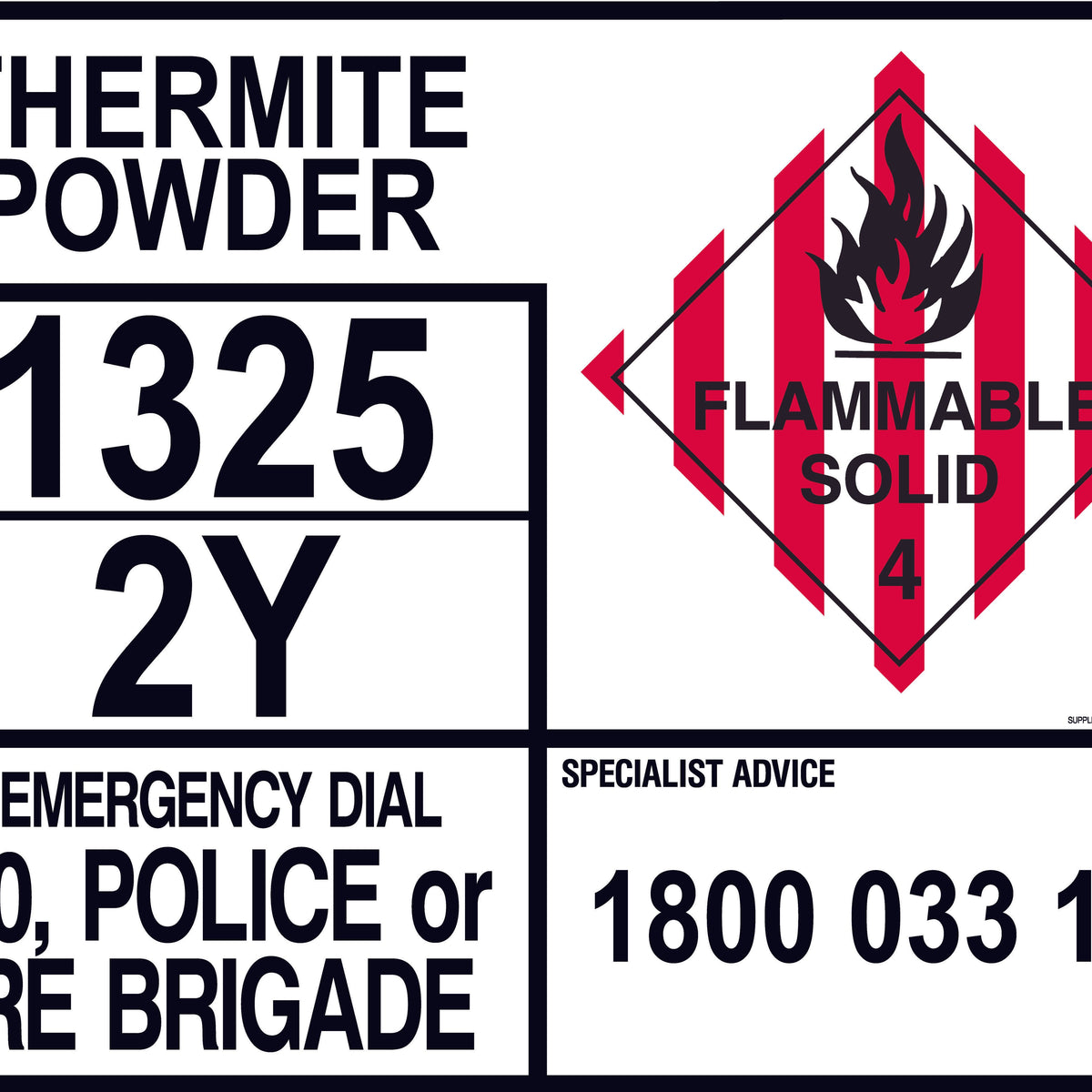 Emergency Information Panel - Thermite Powder - Transport – SS Signs Online