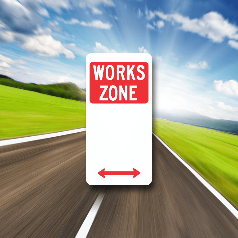 Works Zone Sign | 225mm x 450mm | SS Signs